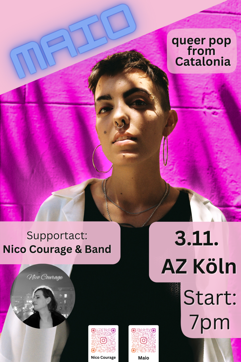 Maio – queer pop from catalonia – Support: Nico Courage | Autonomes Zentrum Köln